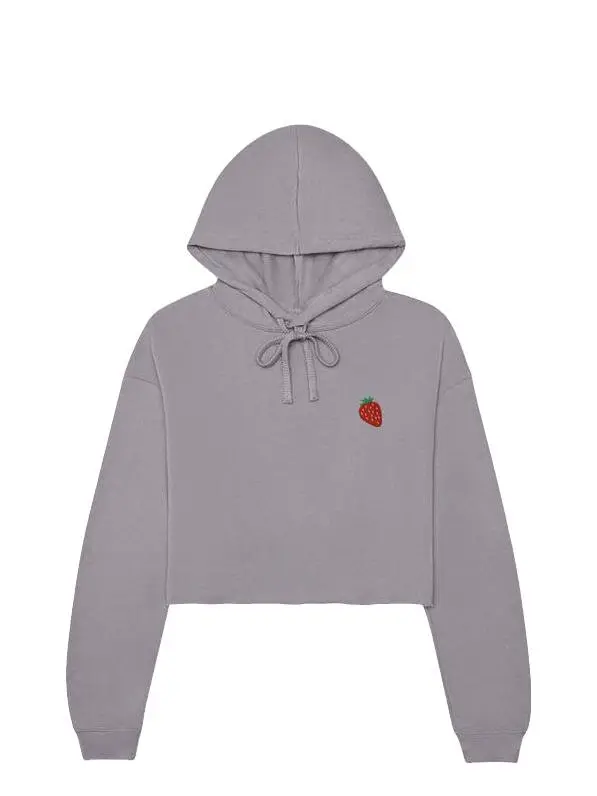 DALIX Strawberry Cropped Fleece Hoodie - Storm Gray