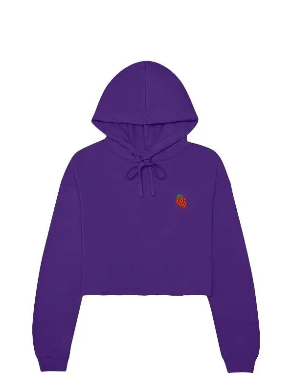 DALIX Strawberry Cropped Fleece Hoodie - Team Purple