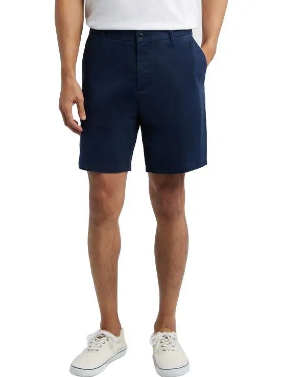 Nordstrom Heron Flat Front Cotton Stretch Twill Chino Shorts - Navy Blazer