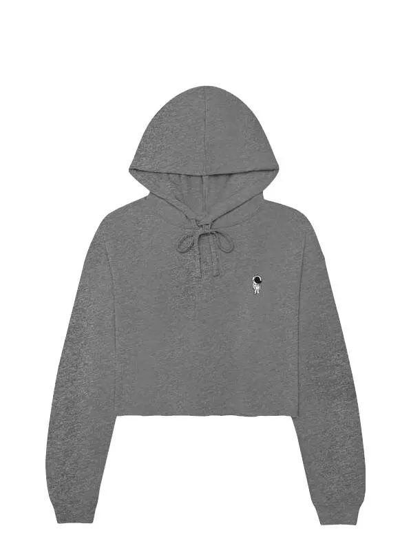 DALIX Astronaut Cropped Fleece Hoodie - Deep Heather