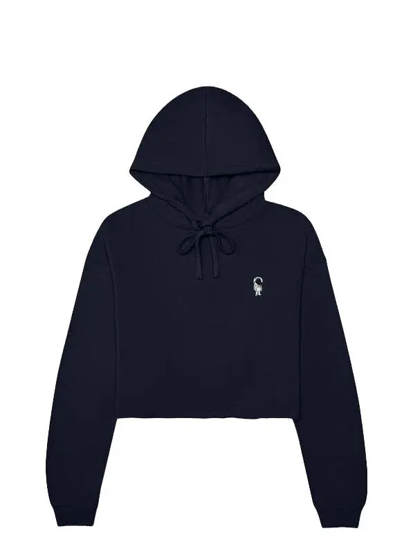 DALIX Astronaut Cropped Fleece Hoodie - Navy Blue