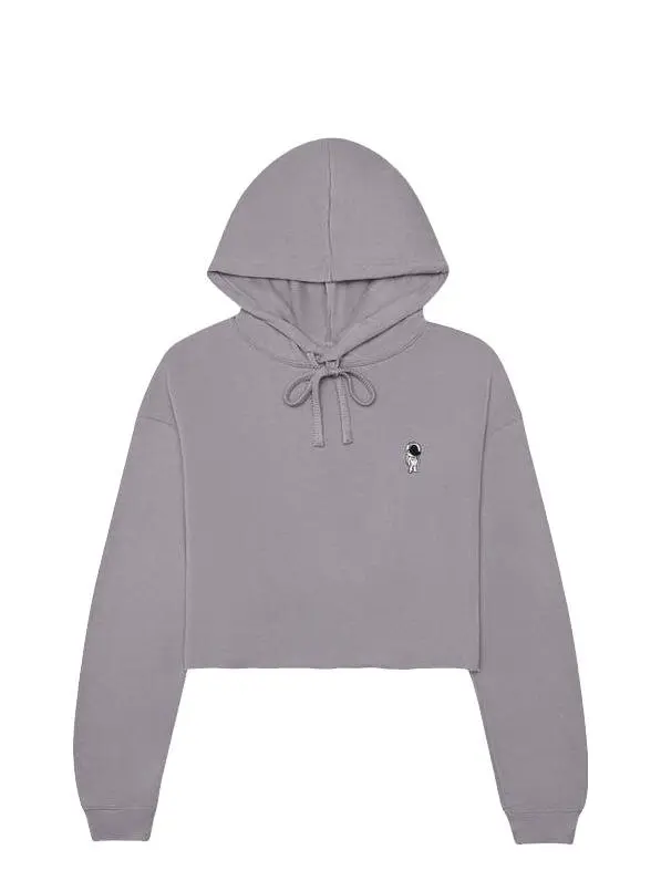 DALIX Astronaut Cropped Fleece Hoodie - Storm Gray
