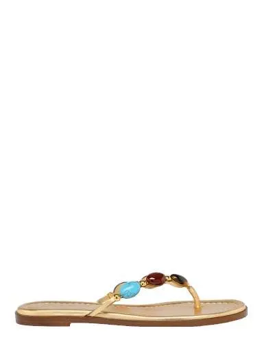 GIANVITO ROSSI Shanti Thong 05 Sandals - Gold Suede