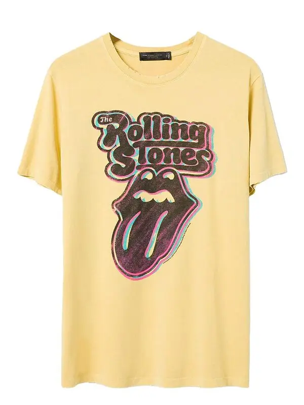 Junk Food Clothing The Rolling Stones Logo Vintage Tee - Dusty Citron