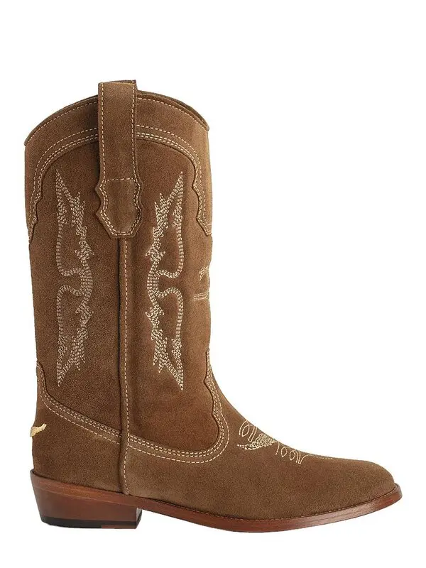 Zadig&Voltaire Tex Almond Toe Western Boots - Cognac