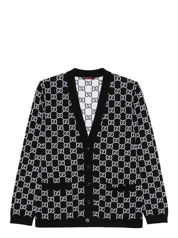 Gucci Gg Jacquard Reversible Cardigan - Black