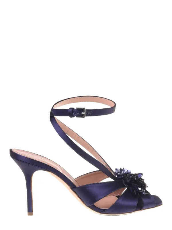 Alberta Ferretti Embellished Satin Sandals - Blue