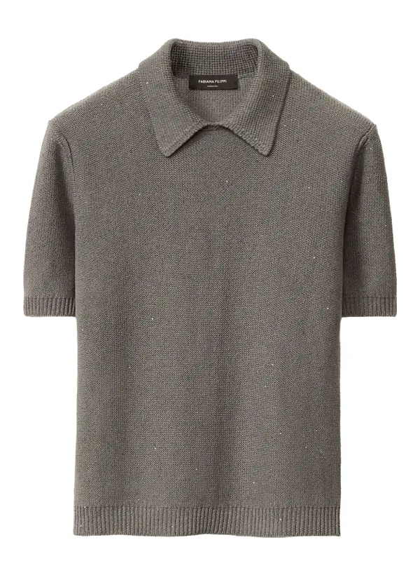 Fabiana Filippi Fine-knit Polo Top - Grey