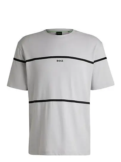 BOSS Striped Relaxed-fit Cotton-jersey T-shirt - Light/pastel Grey