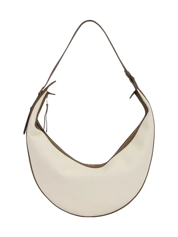 Khaite Augustina Canvas Hobo Bag - Cream & Dark Olive