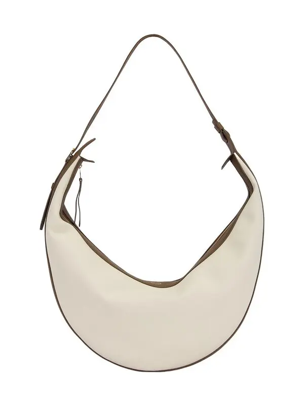Khaite Augustina Canvas Hobo Bag - Cream & Dark Olive