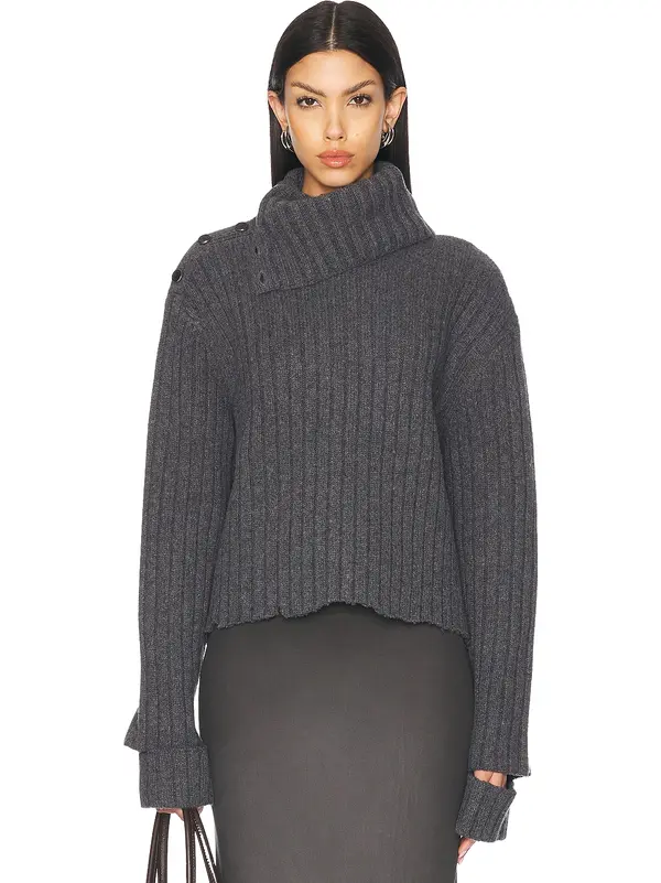 Helmut Lang Cut Out Sleeve Sweater - Charcoal Melange