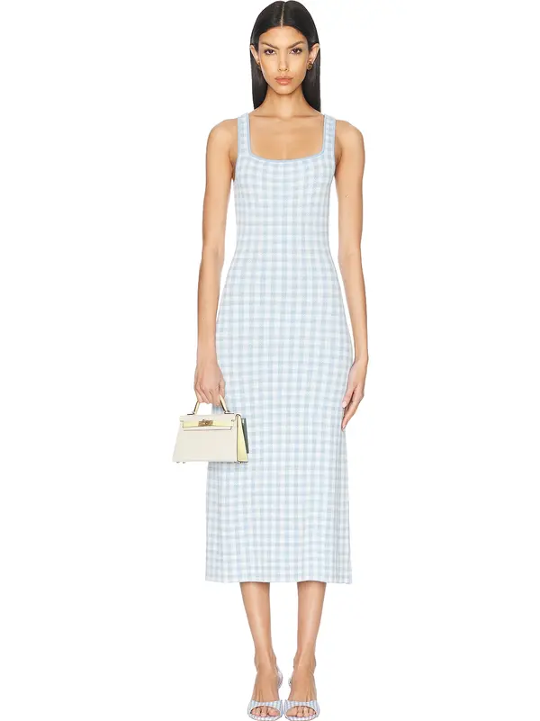 Staud Katie Dress - Sky Gingham