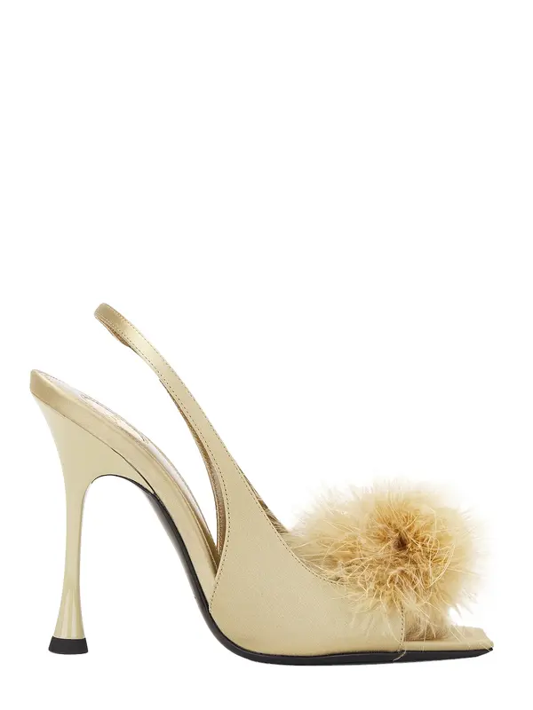 Saint Laurent Lydia Slingback Sandal - Grain Beige