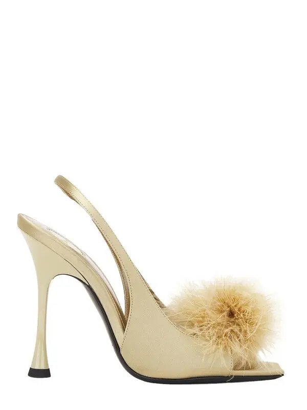 Saint Laurent Lydia Slingback Sandal - Grain Beige