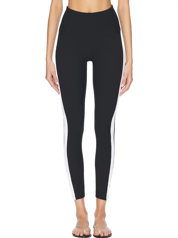 Year Of Ours Thermal Tahoe Legging In Black - Black & Ivory