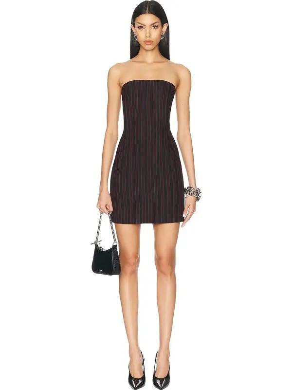 Alexander McQueen Strapless Day Dress - Black & Burgundy
