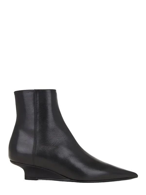 TOTEME Sharp Leather Ankle Boots - Black