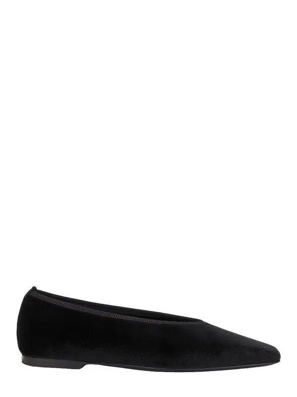 TOTEME Minimalist Velvet Ballerina Flat - Black