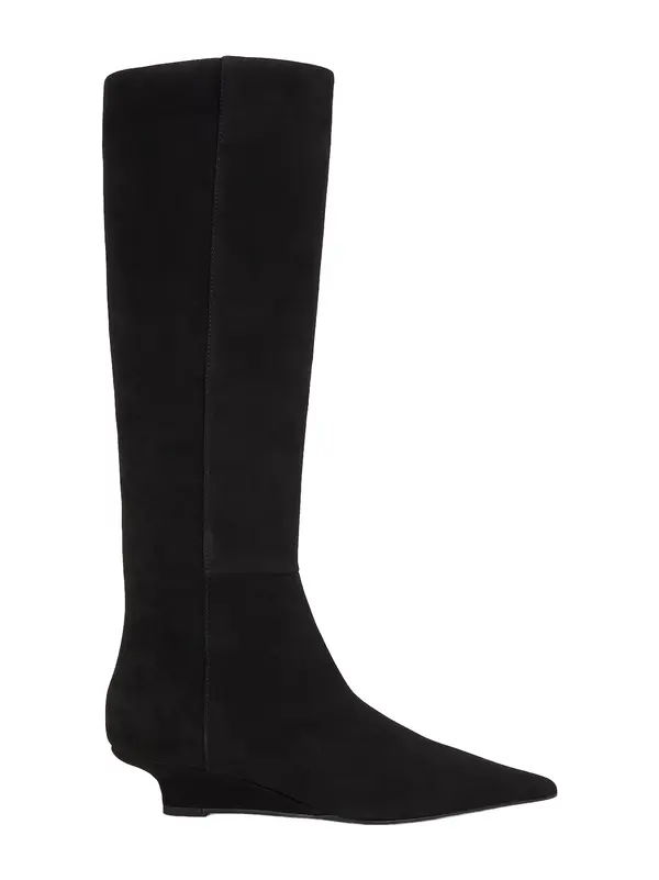 TOTEME Sharp Suede Knee High Boots - Black