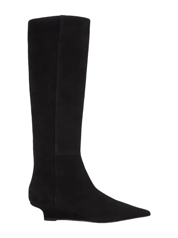 TOTEME Sharp Suede Knee High Boots - Black