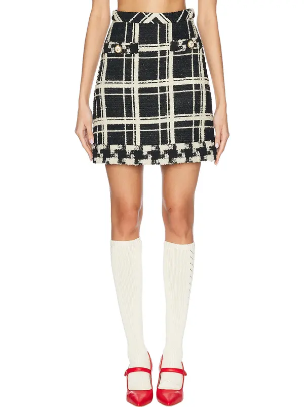 Valentino Garavani Check Tweed Skirt - Nero & Avorio