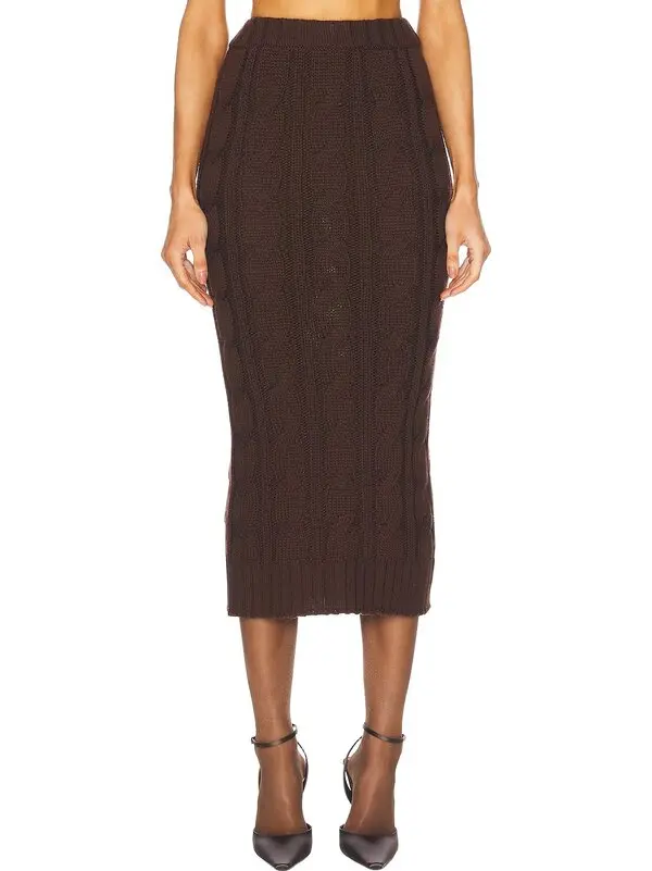 ROWEN ROSE Long Knit Skirt - Brown