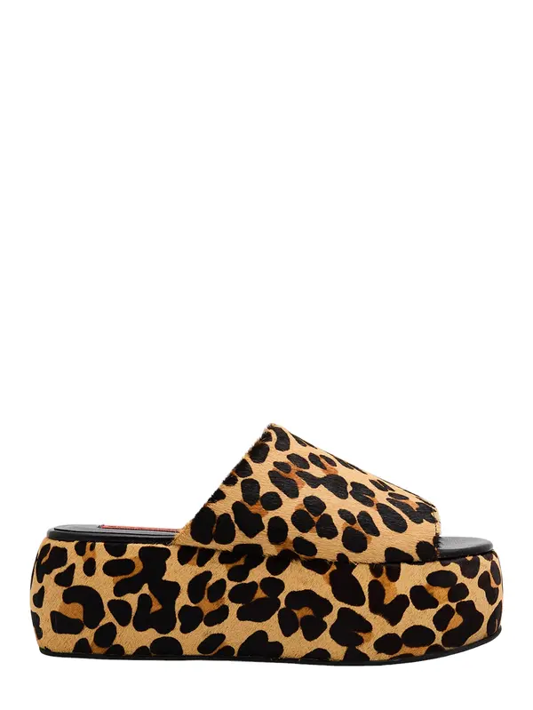 SIMONMILLER Print Faux Fur Platform Sandals - Leopard