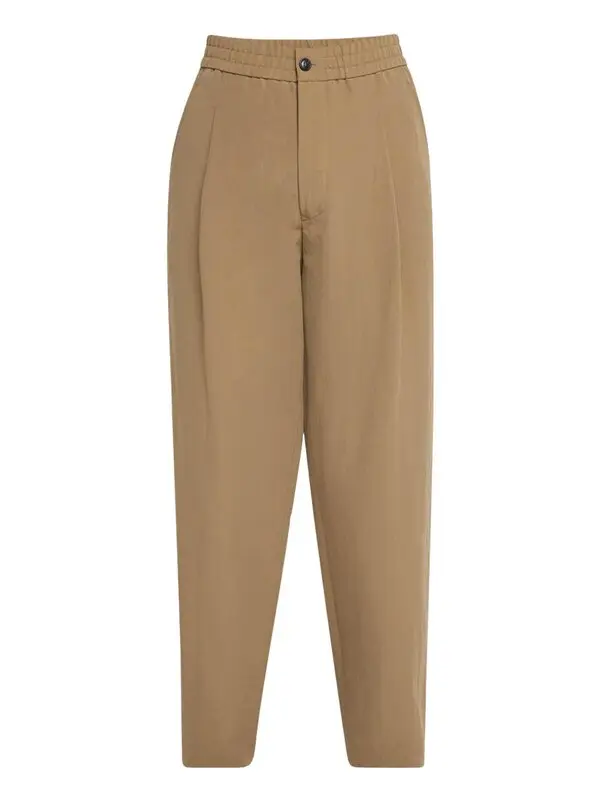 Giorgio Armani Pleated Linen-cotton Trousers - Beige