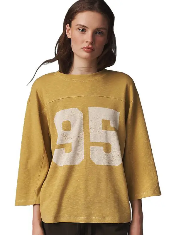 PILCRO 3/4 Sleeve Varsity T-shirt - Sun Yellow