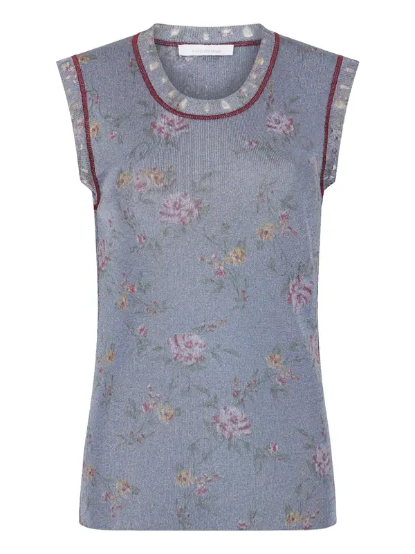 Rabanne Floral-print Tank Top - Blue