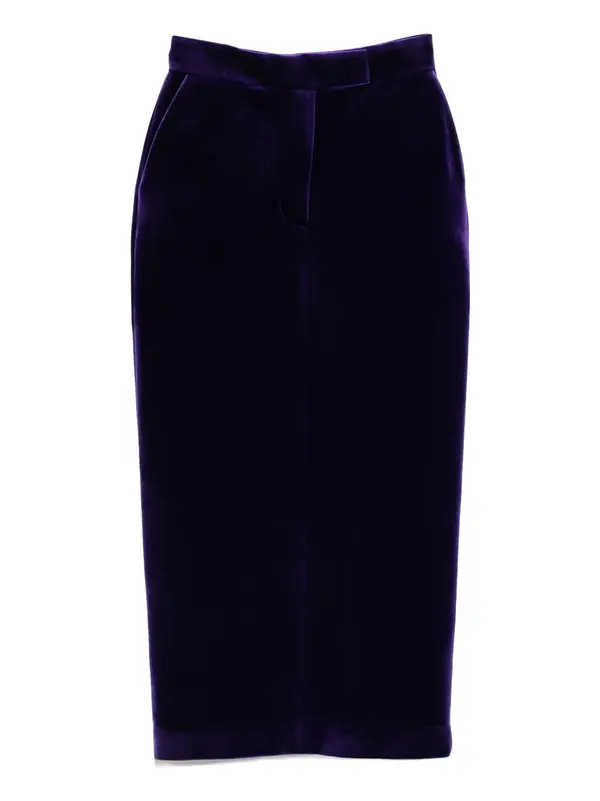 Alex Perry Velvet Pencil Skirt - Purple