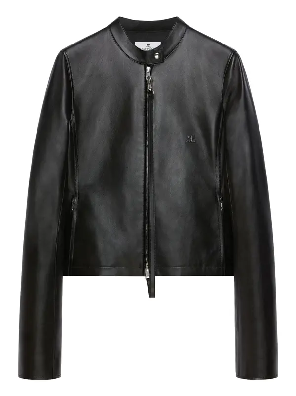 COURREGES Leather Biker Jacket - Black