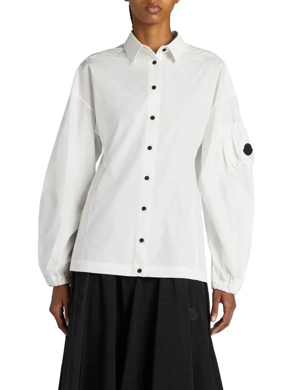Moncler Logo Balloon Sleeve Cotton Shirt - Bright White