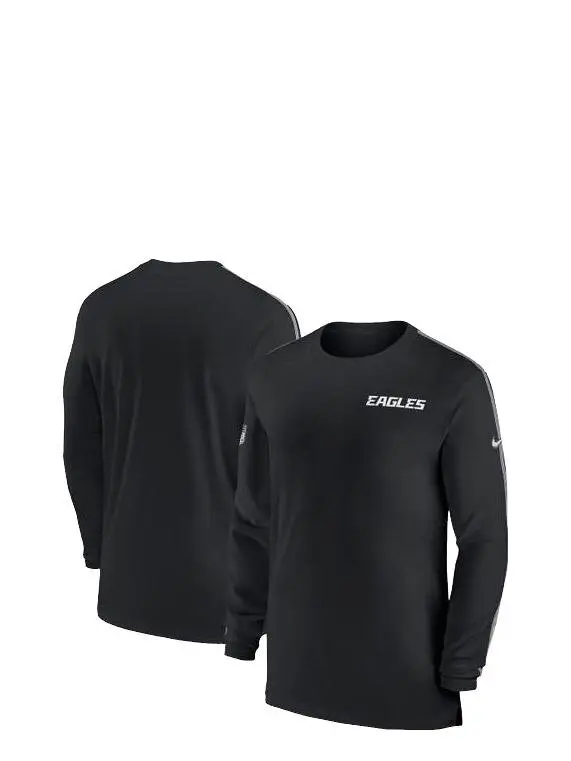 Nike Philadelphia Eagles Sideline Coach Uv Performance Long Sleeve T-shirt - Black