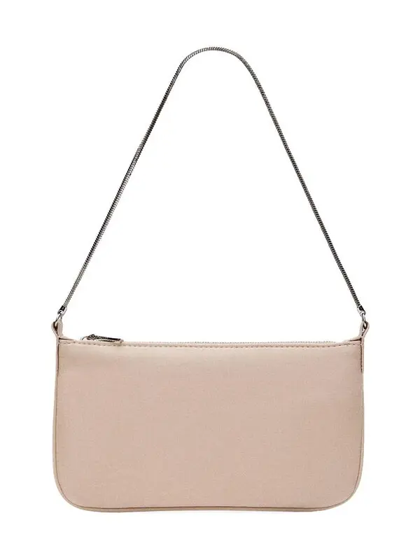 Mango Slim Canvas Bag With Chain Handle - Beige