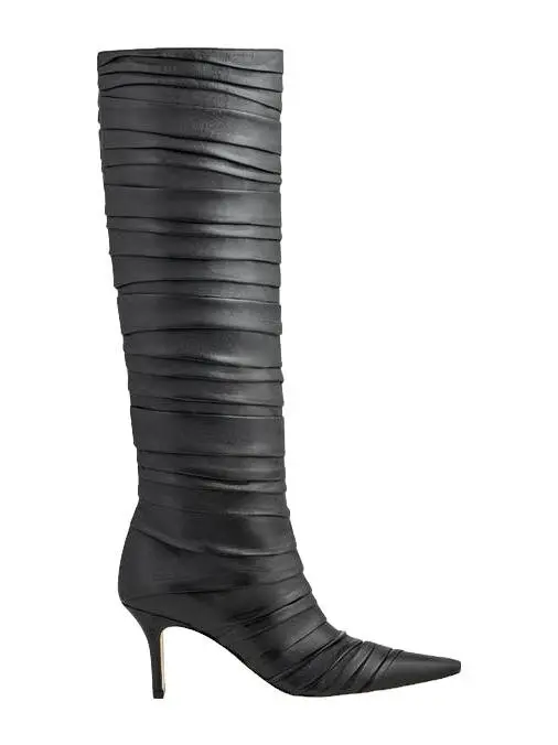 NEIL J. RODGERS Plissé Knee Boot - Black Nappa