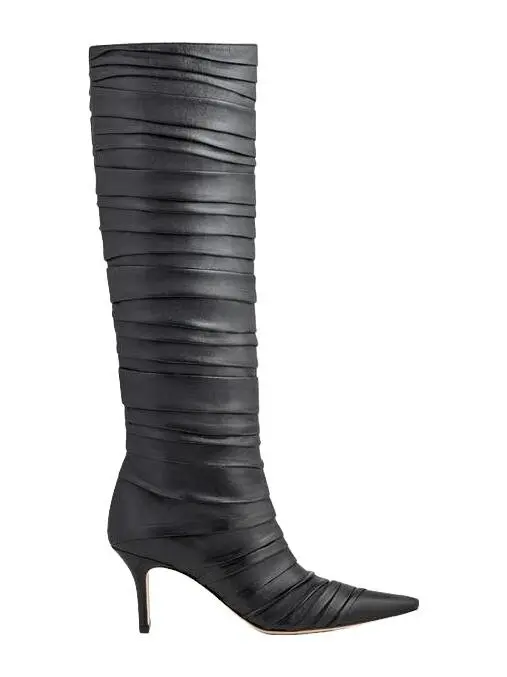 NEIL J. RODGERS Plissé Knee Boot - Black Nappa
