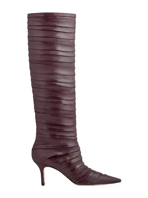 NEIL J. RODGERS Plissé Knee Boot - Burgundy Nappa