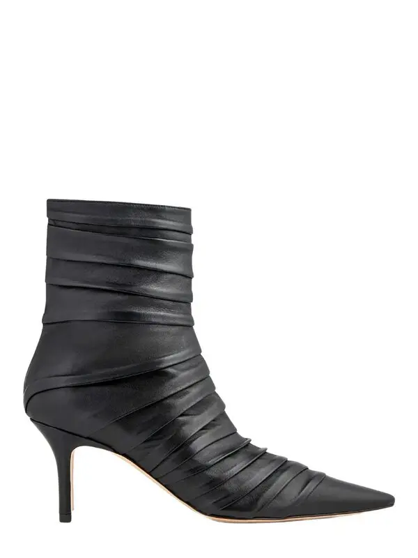 NEIL J. RODGERS Plisse Ankle Boot - Black Nappa