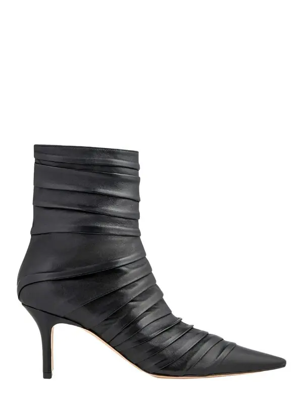 NEIL J. RODGERS Plisse Ankle Boot - Black Nappa