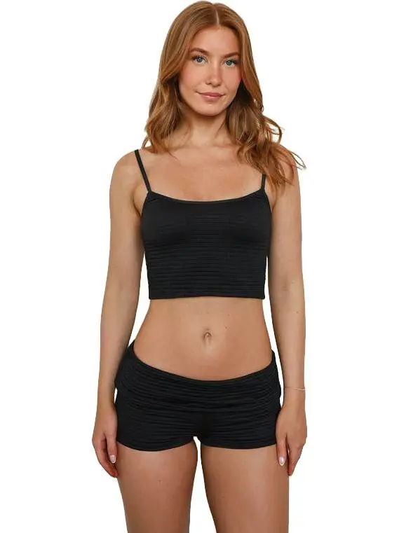 DIPPIN DAISY'S Hanalei Tankini Top - Black Smocking