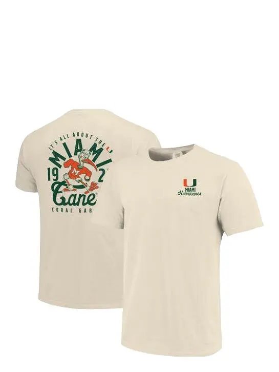 IMAGE ONE Miami Hurricanes Comfort Colors Mascot Overlay T-shirt - Cream
