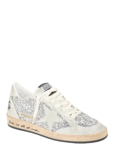 GOLDEN GOOSE Ball Star Glitter Sneakers - Silver/ Ice