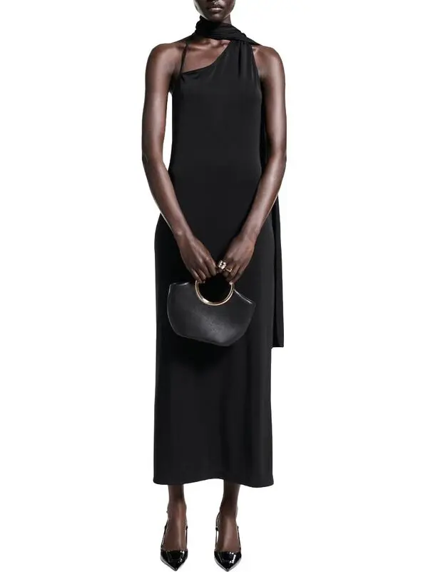 Mango Asymmetric Drape Maxi Dress - Black