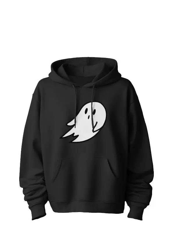 DALIX Giant Ghost Fleece Hoodie - Black