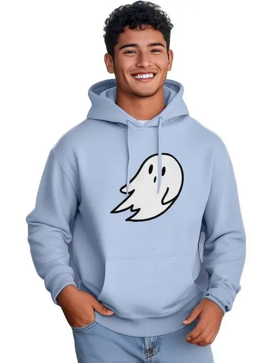 DALIX Giant Ghost Fleece Hoodie - Light Blue
