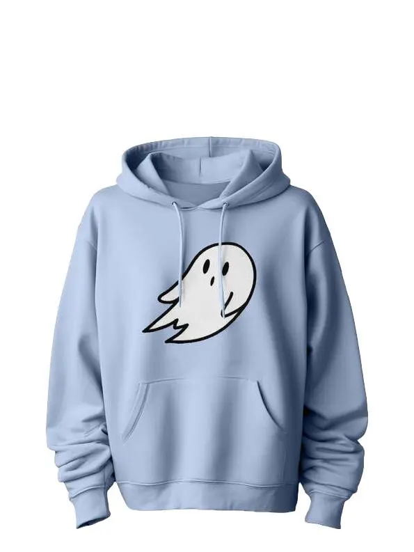 DALIX Giant Ghost Fleece Hoodie - Light Blue