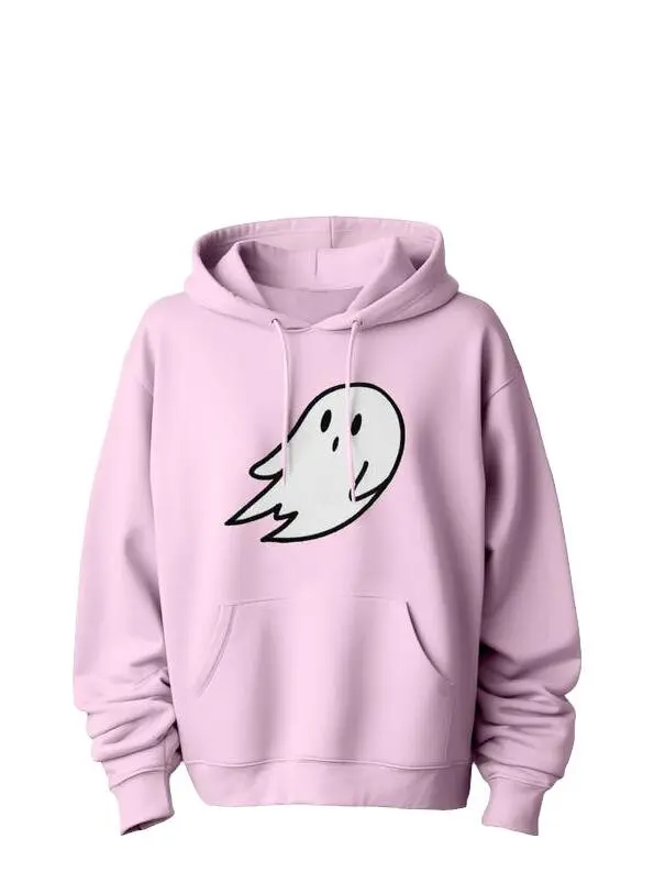 DALIX Giant Ghost Fleece Hoodie - Light Pink