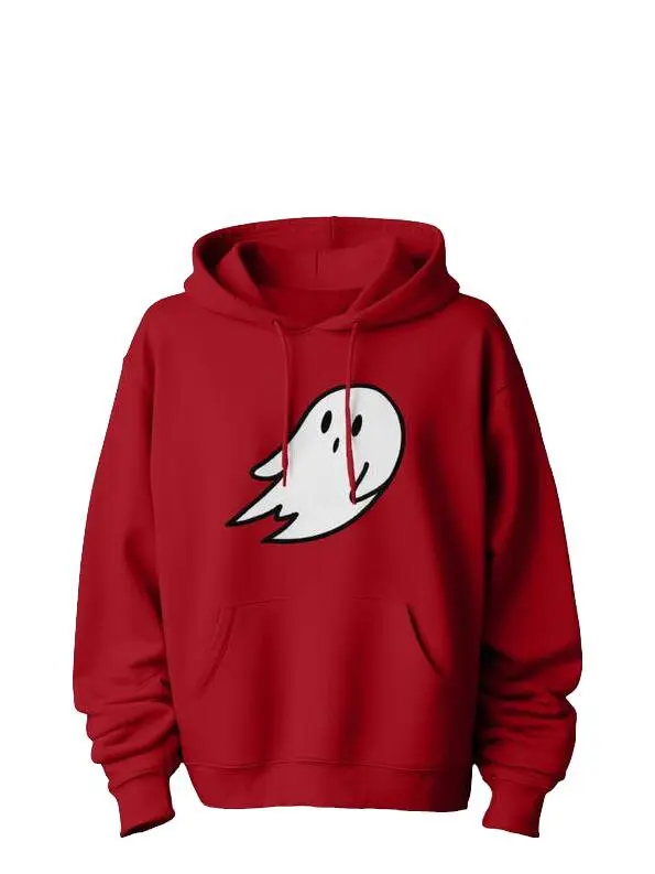 DALIX Giant Ghost Fleece Hoodie - Red